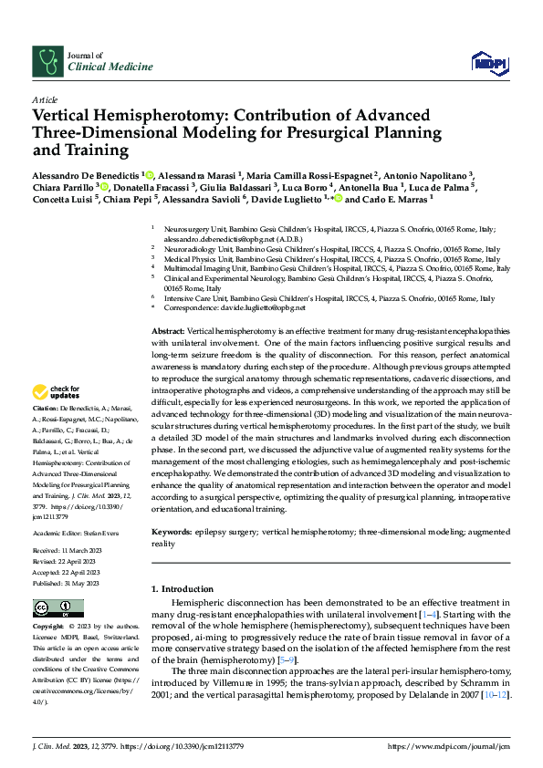 (PDF) Vertical Hemispherotomy: Contribution of Advanced Three ...