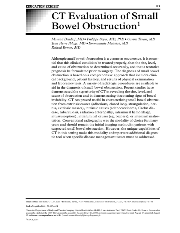 (PDF) CT Evaluation of Small Bowel Obstruction