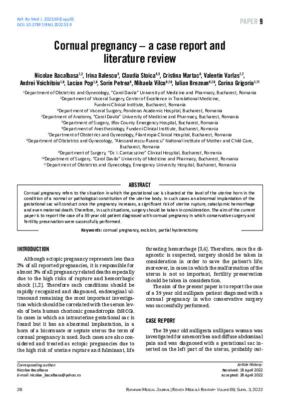 (PDF) Cornual pregnancy – a case report and literature review