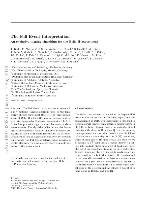 (PDF) The Full Event Interpretation - An exclusive tagging algorithm ...