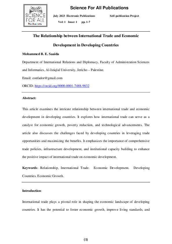 (PDF) The Relationship between International Trade and Economic ...