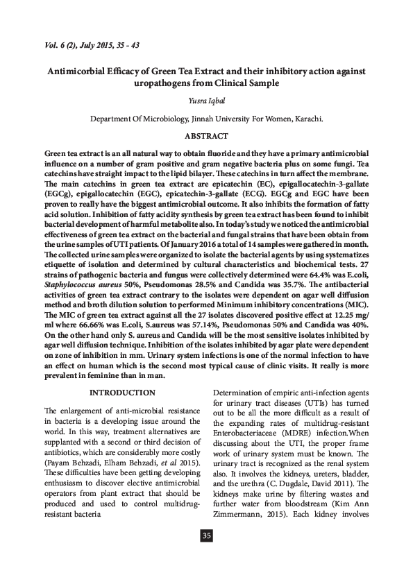 (PDF) Antimicorbial Efficacy of Green Tea Extract and their inhibitory ...