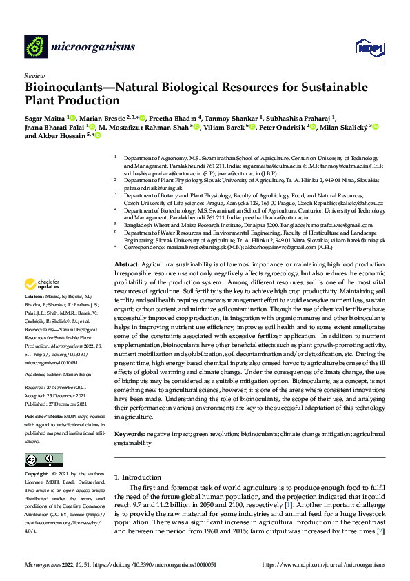(PDF) Bioinoculants—Natural Biological Resources for Sustainable Plant ...