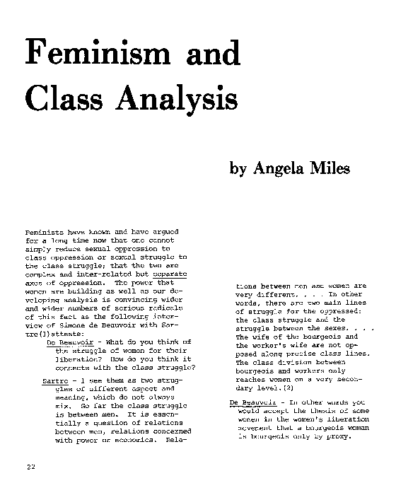 (PDF) Feminism and Class Analysis