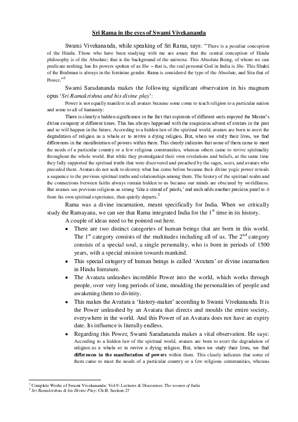 (PDF) Sri Rama in the eyes of Swami Vivekananda