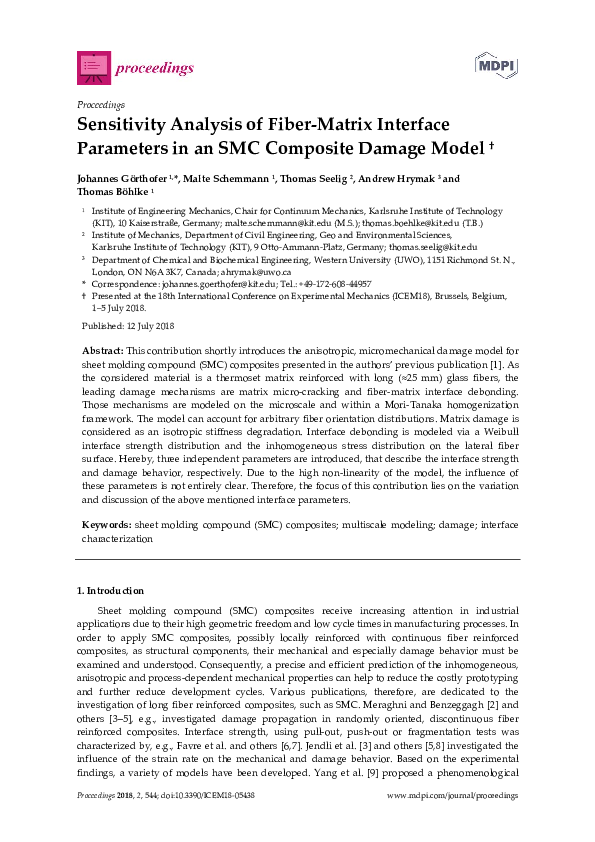 (PDF) Sensitivity Analysis of Fiber-Matrix Interface Parameters in an SMC Composite Damage Model