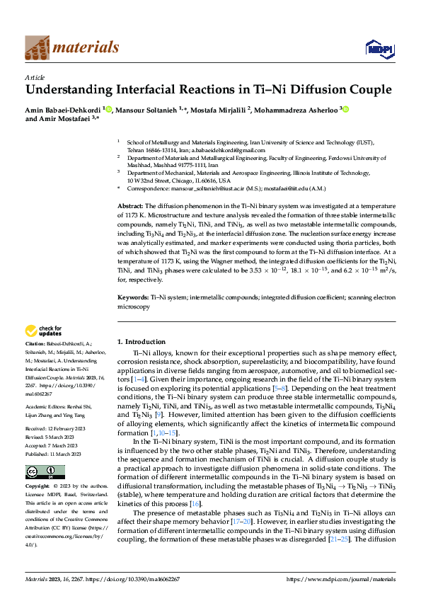 (PDF) Understanding Interfacial Reactions in Ti–Ni Diffusion Couple