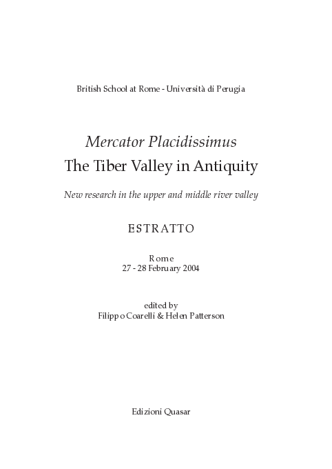 (PDF) Mercator placidissimus: the Tiber Valley in antiquity: new ...
