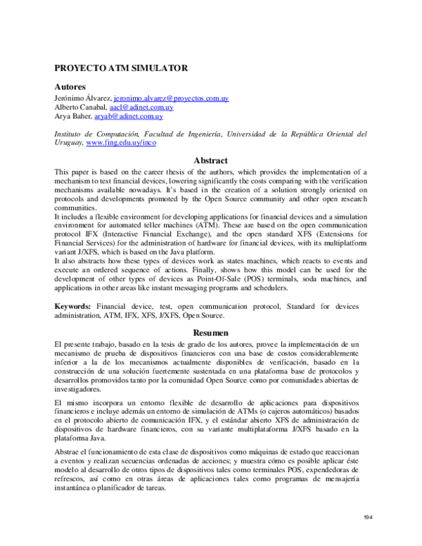 (PDF) Proyecto ATM simulator