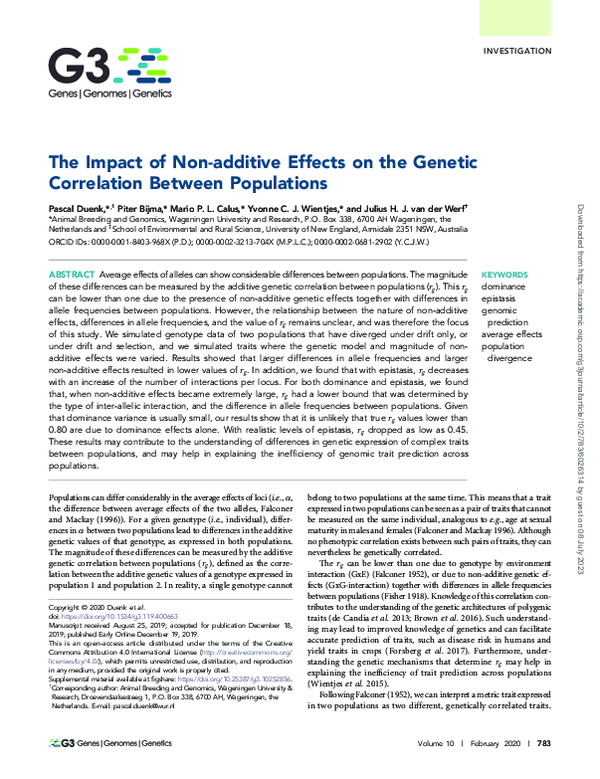 (PDF) The Impact of Non-additive Effects on the Genetic Correlation Between Populations
