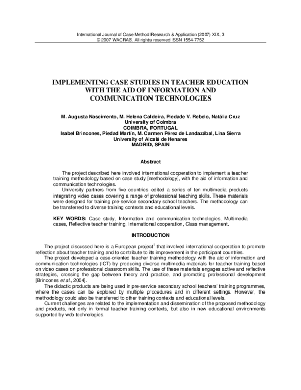 (PDF) Implementing Case Studies in Teacher Education with the Aid of ...