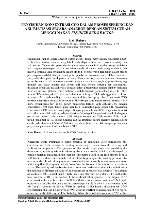 (PDF) Penyisihan Konsentrasi Cod Dalam Proses Seeding Dan Aklimatisasi ...