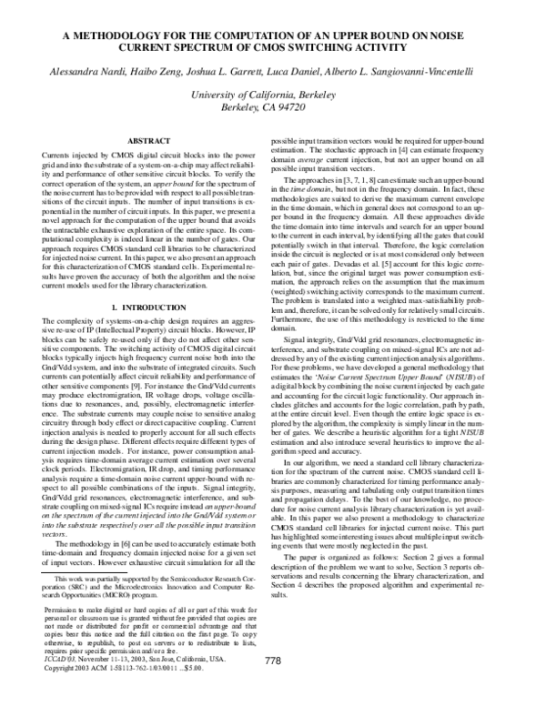 (PDF) A methodology for the computation of an upper bound on noise current spectrum of CMOS ...