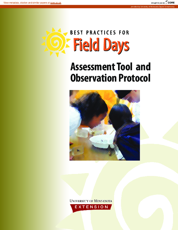 (PDF) Best Practices for Field Days: Assessment Tool and Observation Protocol | Nathan Meyer ...
