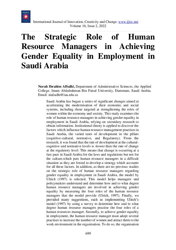(PDF) HR Managers and Gender Equality in Saudi Arabia