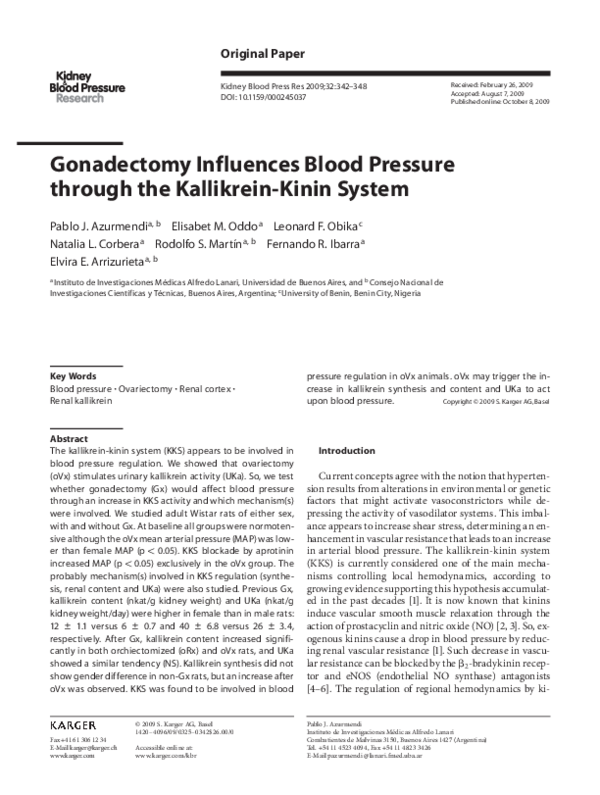 (PDF) Gonadectomy Influences Blood Pressure through the Kallikrein ...