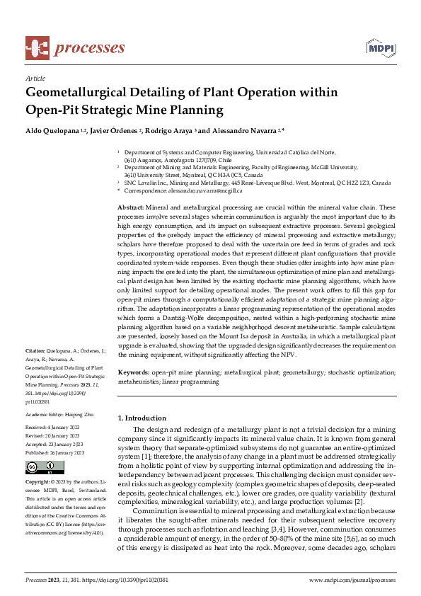 (PDF) Geometallurgical Detailing of Plant Operation within Open-Pit ...