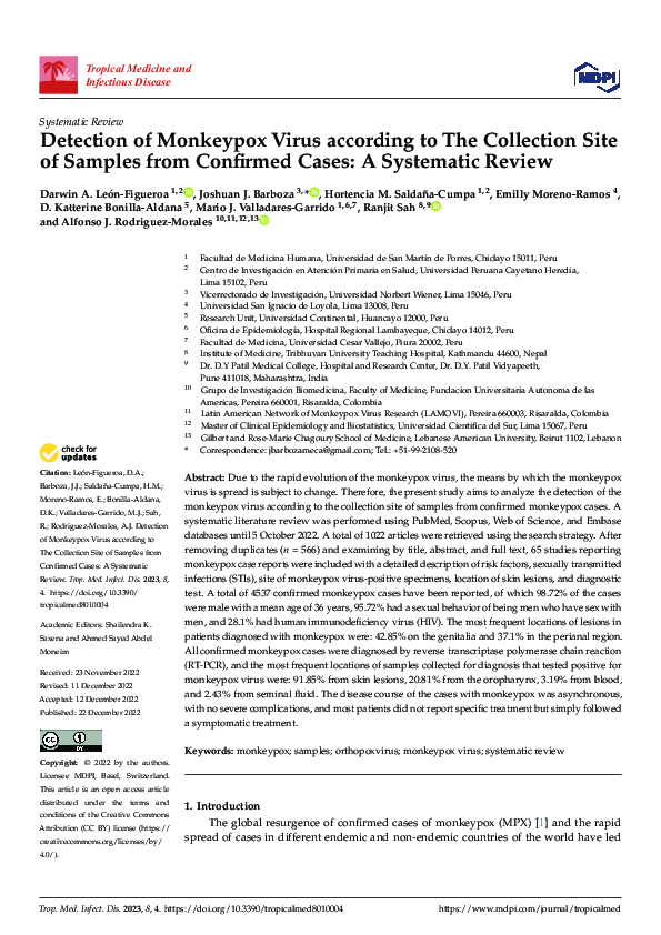 (PDF) Detection of Monkeypox Virus according to The Collection Site of ...
