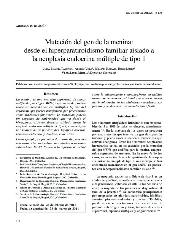 (PDF) Mutación del gen de la menina: desde el hiperparatiroidismo ...
