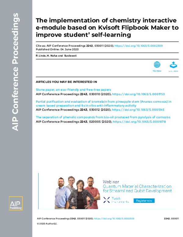 (PDF) The implementation of chemistry interactive e-module based on Kvisoft Flipbook Maker to ...