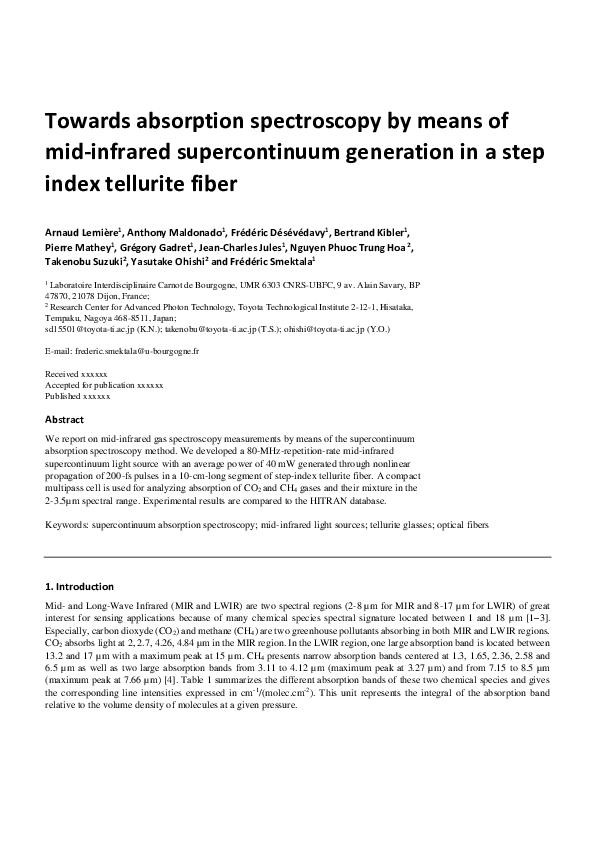 (PDF) Towards absorption spectroscopy by means of mid-infrared ...