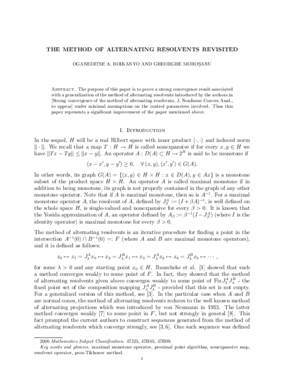 (PDF) The Method of Alternating Resolvents Revisited