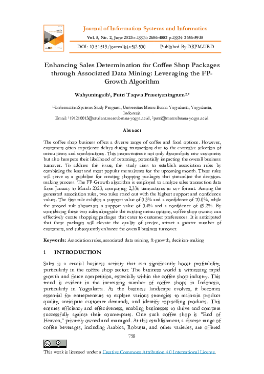 (PDF) Enhancing Sales Determination for Coffee Shop Packages through ...