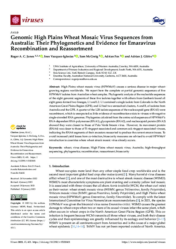 (PDF) Genomic High Plains Wheat Mosaic Virus Sequences from Australia ...