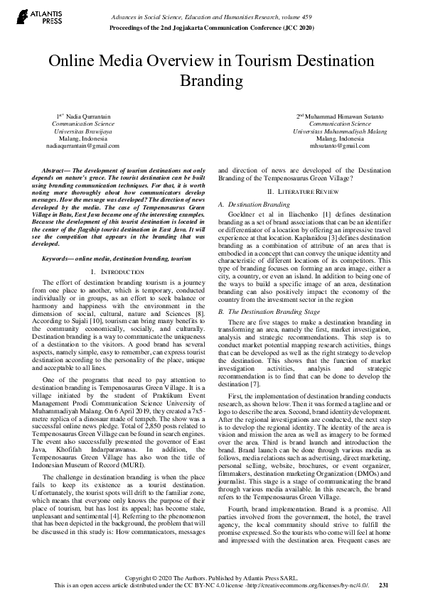 (PDF) Online Media Overview in Tourism Destination Branding