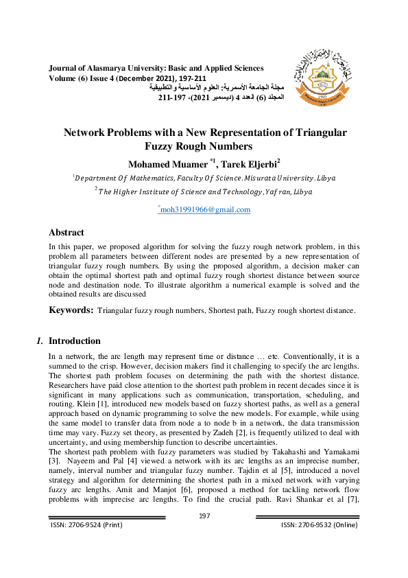 (PDF) Network Problems with a New Representation of Triangular Fuzzy Rough Numbers