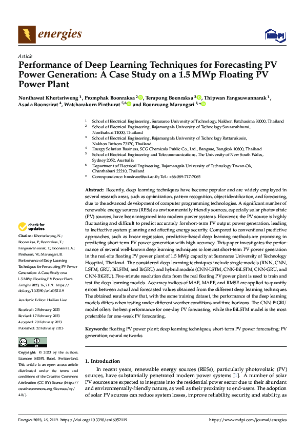 (PDF) Performance of Deep Learning Techniques for Forecasting PV Power Generation: A Case Study ...