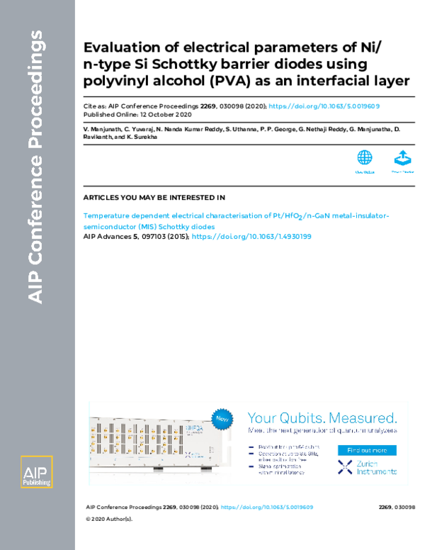 (PDF) Evaluation of electrical parameters of Ni/n-type Si Schottky ...