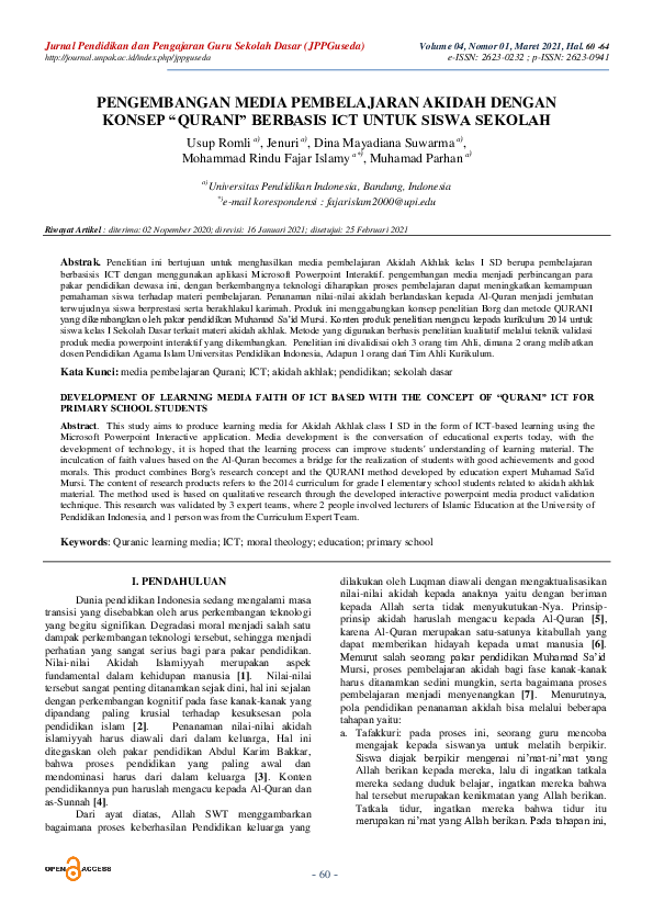 (PDF) Pengembangan Media Pembelajaran Akidah Dengan Konsep “Qurani” Berbasis Ict Untuk Siswa ...