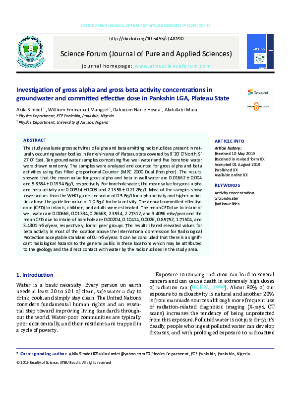(PDF) Investigation of Gross alpha and Gross Beta activity ...