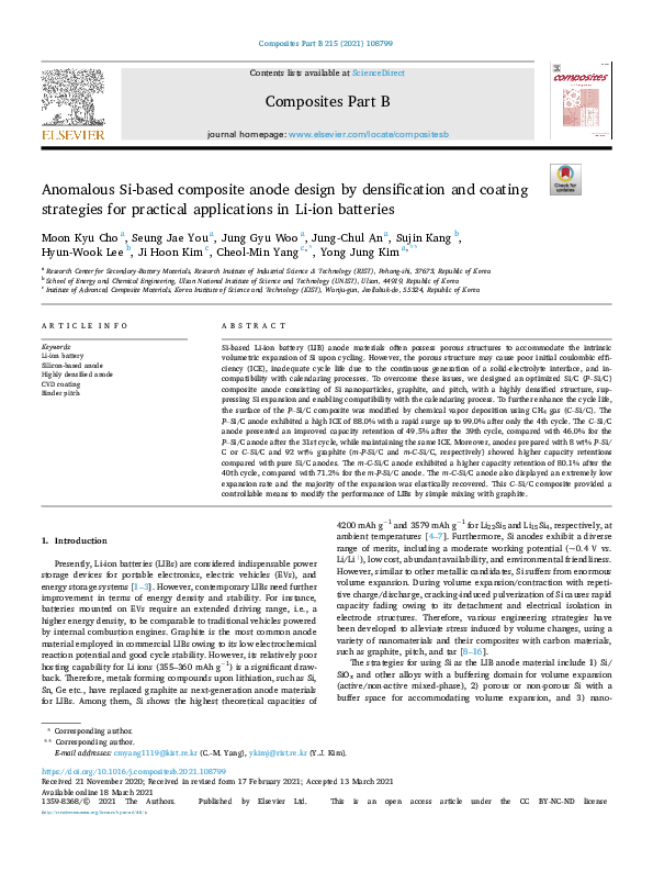 (PDF) Anomalous Si-based composite anode design by densification and ...