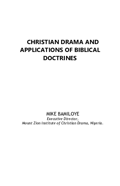 (PDF) CHRISTIAN DRAMA AND APPLICATIONS OF BIBLICAL DOCTRINES