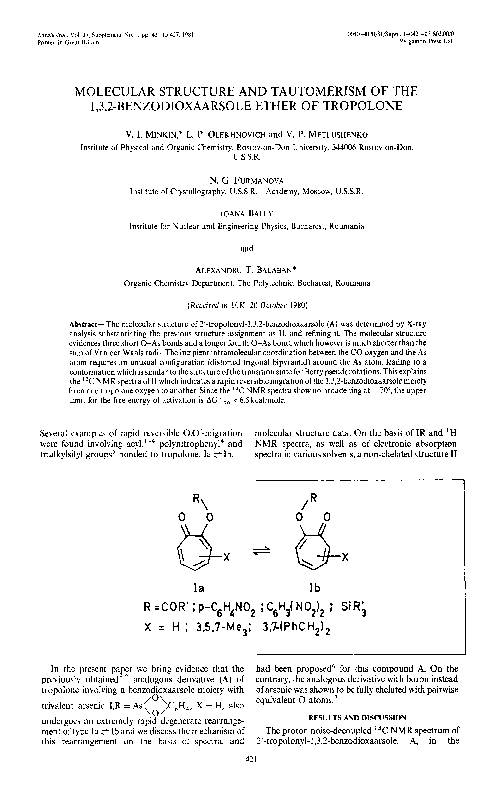 (PDF) Molecular structure and tautomerism of the 1,3,2-benzodioxaarsole ...