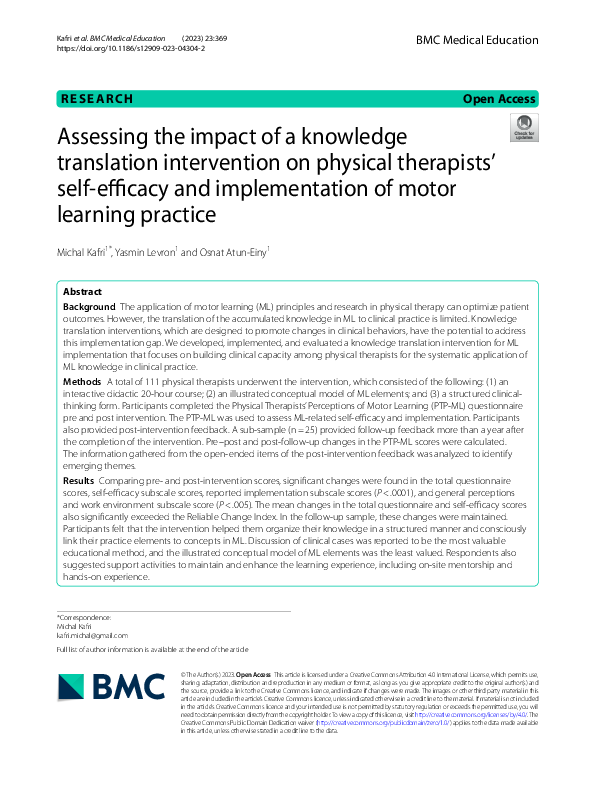 (PDF) Assessing the impact of a knowledge translation intervention on ...
