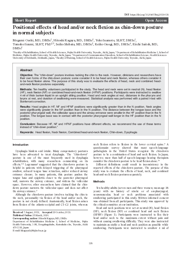(PDF) Positional effects of head and/or neck flexion as chin-down ...