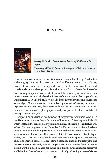 (PDF) Review of: Sherry D. Fowler, Accounts and Images of Six Kannon in ...
