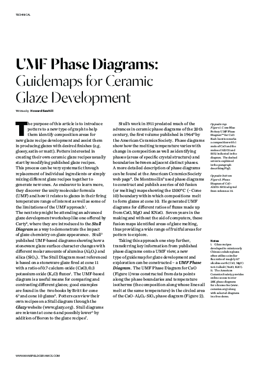 (PDF) UMF Phase Diagrams-Guidemaps for Ceramic Glaze Development