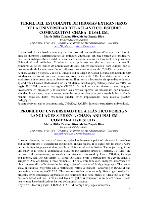 (PDF) Perfil del estudiante de idiomas extranjeros de la universidad ...
