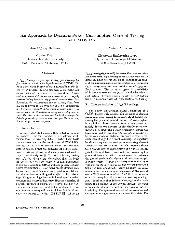 (PDF) An approach to dynamic power consumption current testing of CMOS ICs