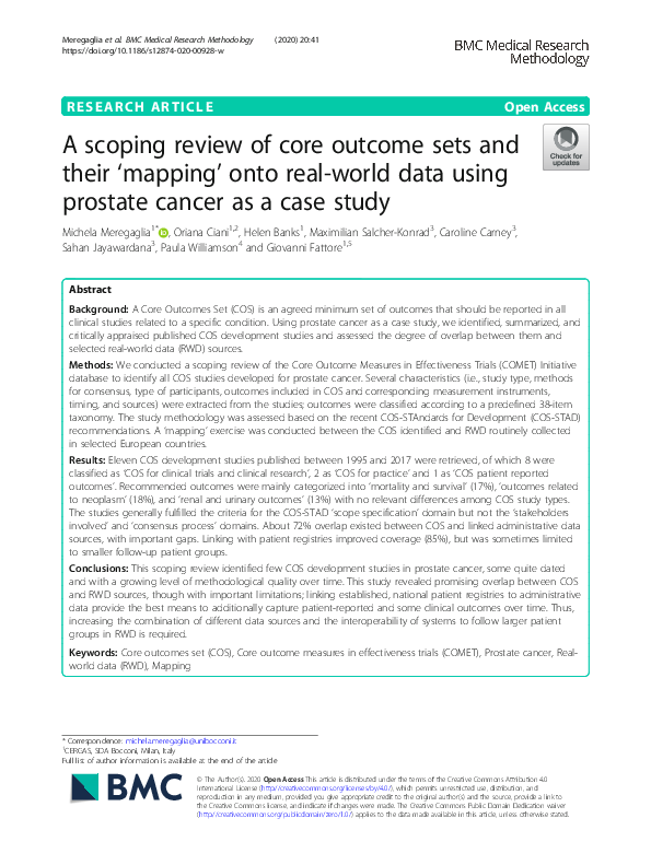 (PDF) A scoping review of core outcome sets and their ‘mapping’ onto ...