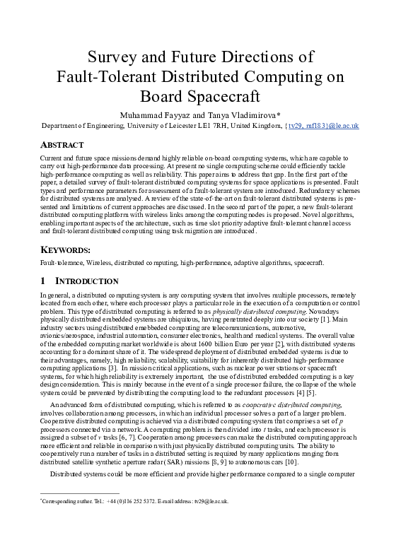 (PDF) Survey and future directions of fault-tolerant distributed ...