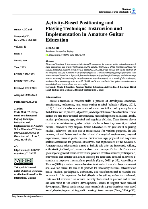 (PDF) Activity-Based Positioning and Playing Technique Instruction and ...