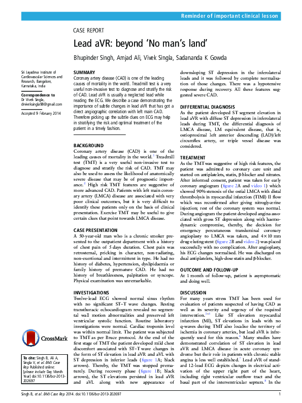 (PDF) Lead aVR: beyond 'No man's land