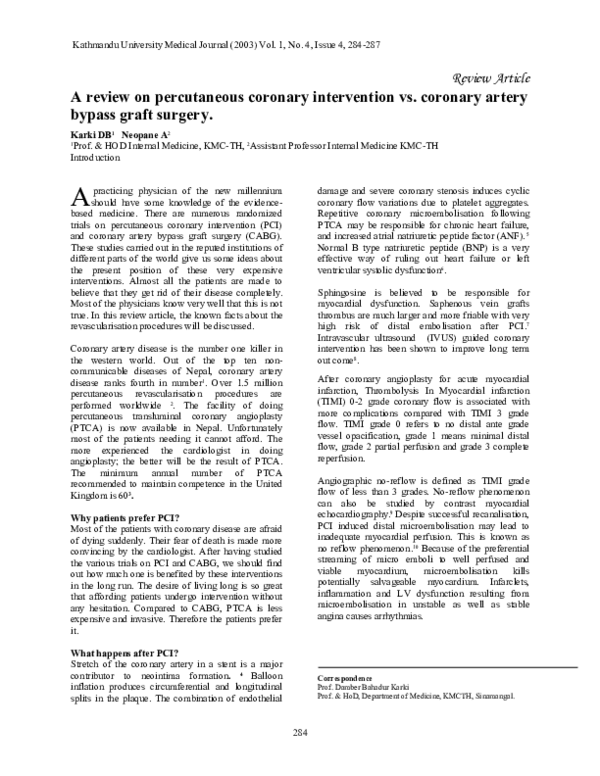 (PDF) A review on percutaneous coronary intervention vs. coronary ...