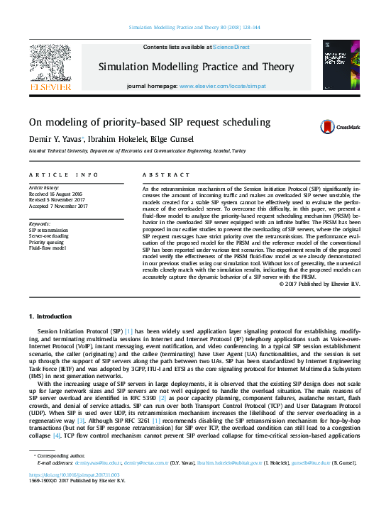 Pdf On Modeling Of Priority Based Sip Request Scheduling 