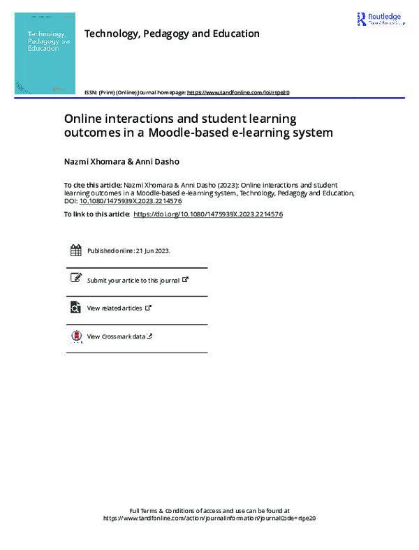 (PDF) Online interactions and student learning outcomes in a Moodle-based e-learning system